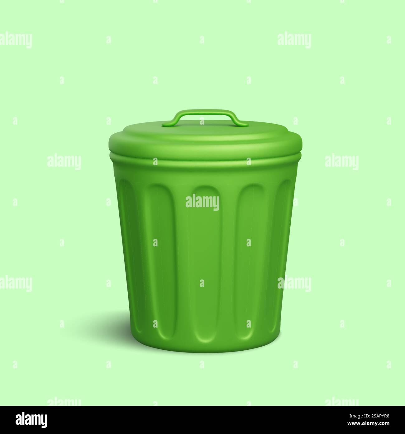 3d realistic trash can isolated on green background. Vector ...