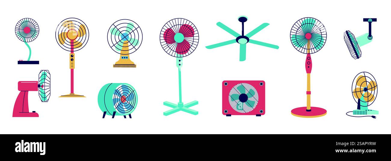 Air cooling fan. Electric home and office conditioning devices. Floor ...