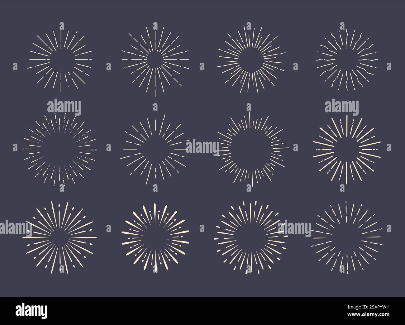 Vintage style sunburst simple lines of diffused light Stock Vector ...