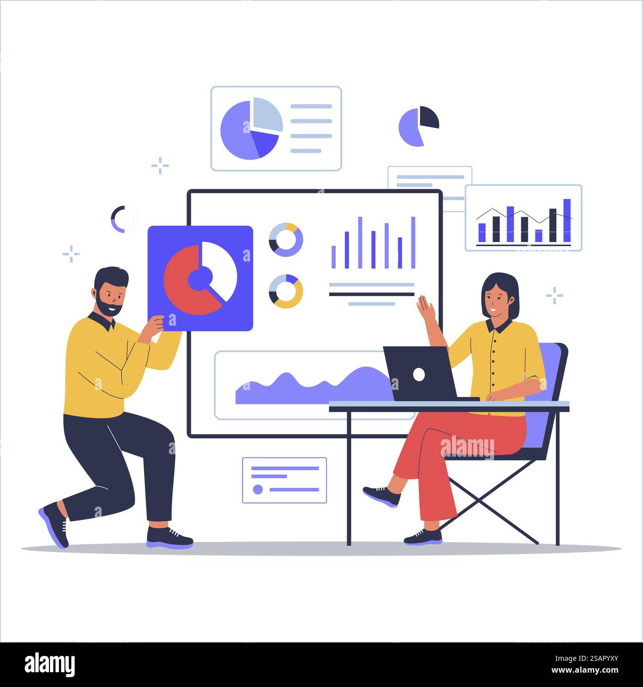 Business team working financial graph Stock Vector Images - Alamy