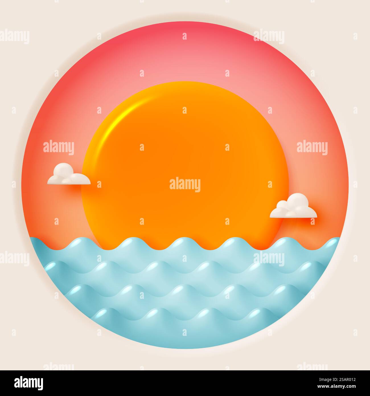 Ocean and sunshine for summer season 3d style pastel color scheme ...