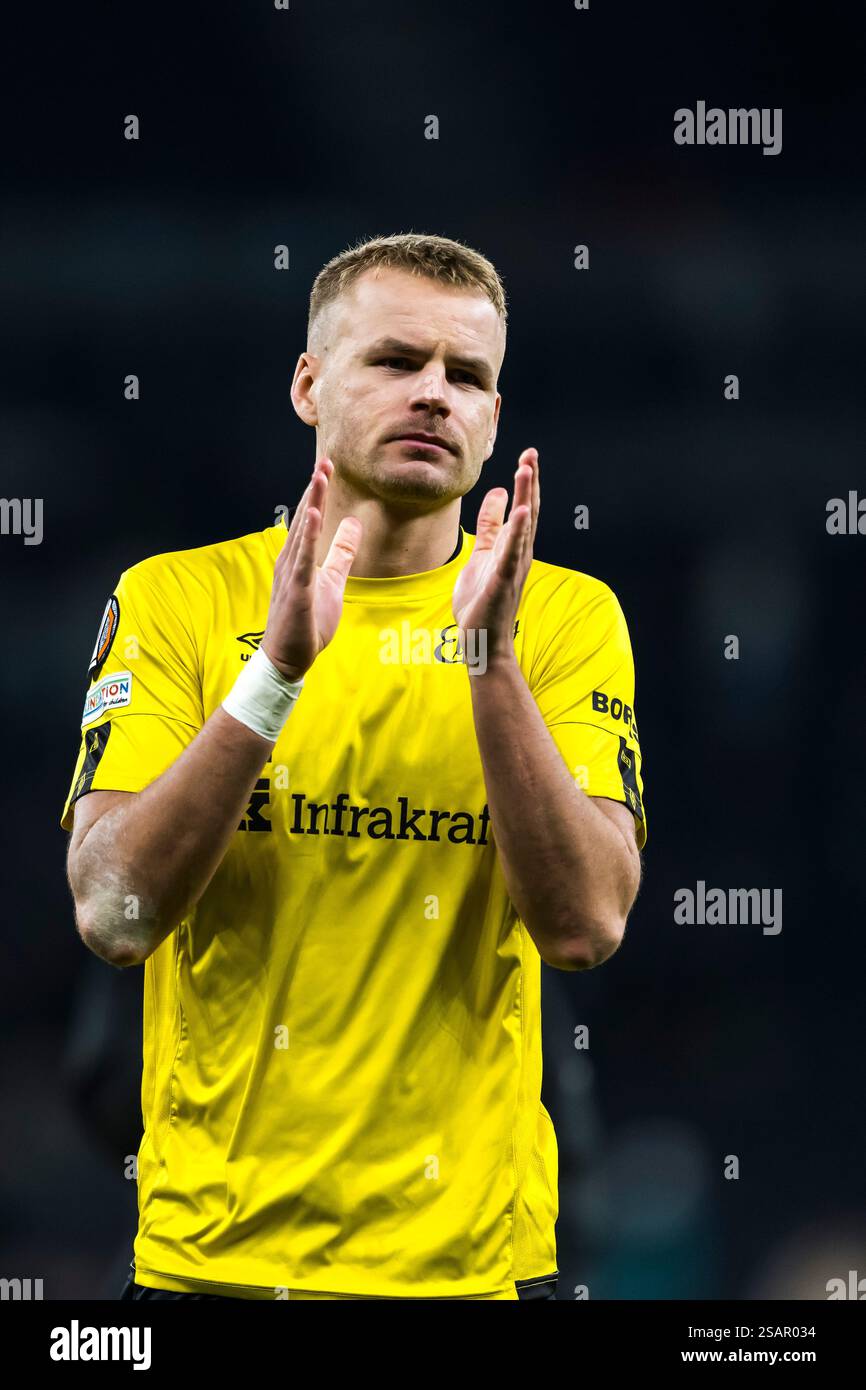 London, UK. 30th Jan, 2025. 250130 Gustav Henriksson of Elfsborg looks ...