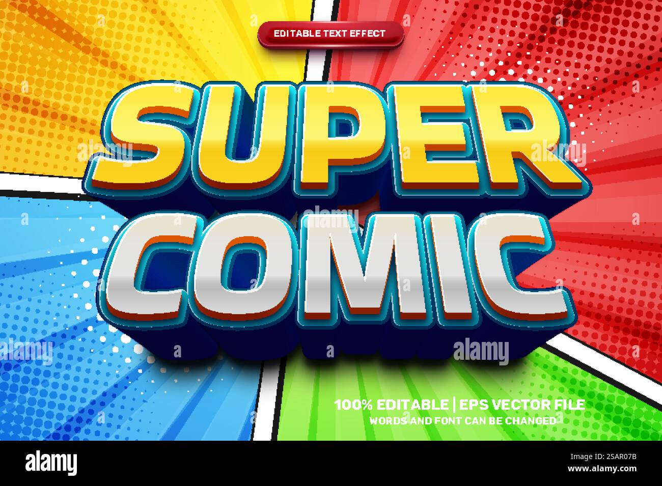 Super comic Style Bold 3D Editable text Effect Style Stock Vector Image ...