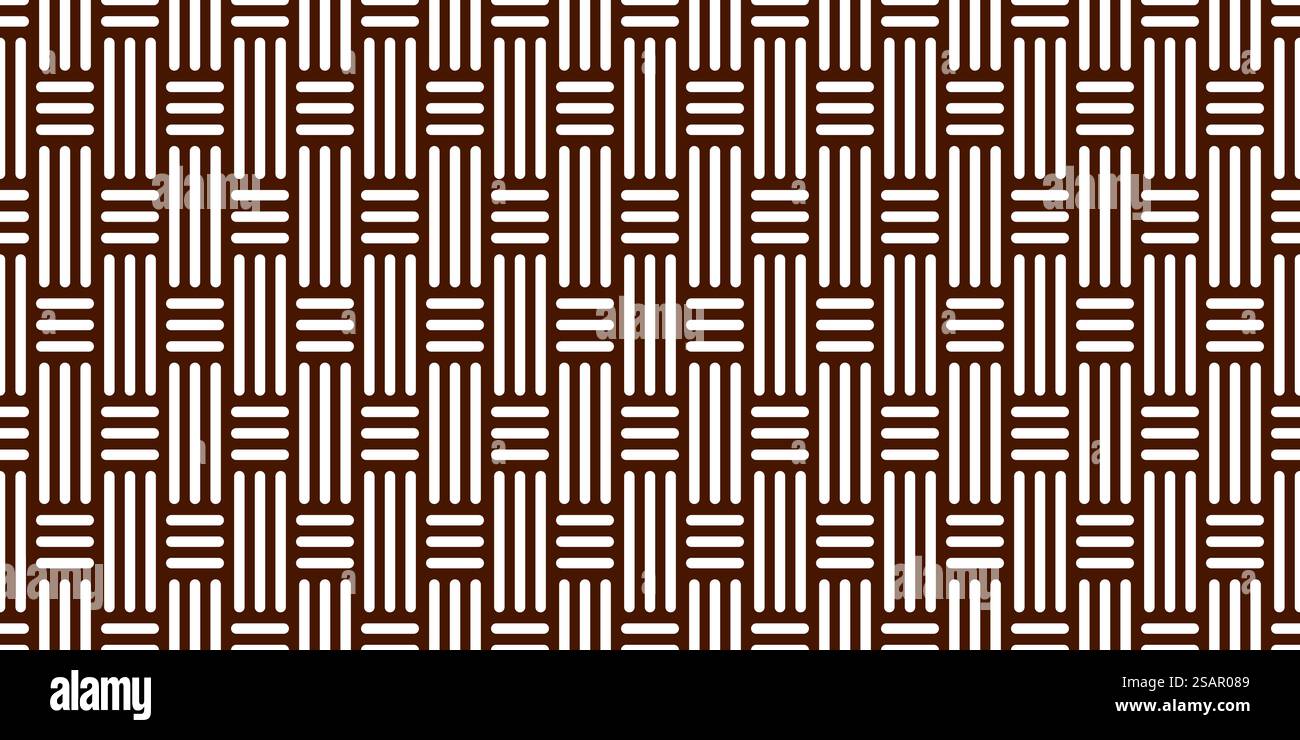 Vertical triple basketweave seamless pattern. Brown basket weave bamboo ...