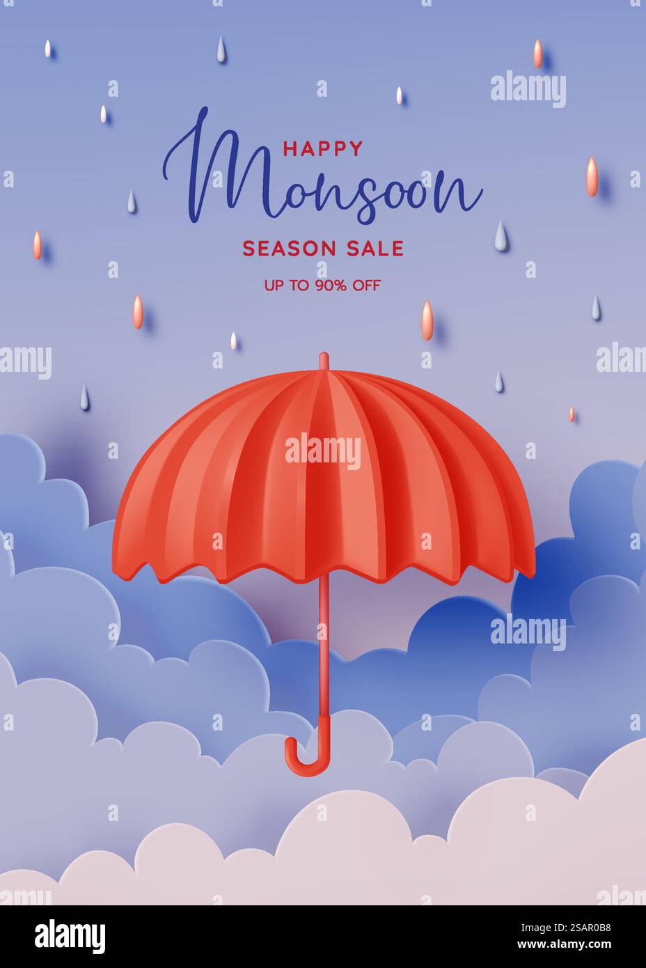 Cute umbrella for monsoon season sale with pastel color scheme and 3d ...