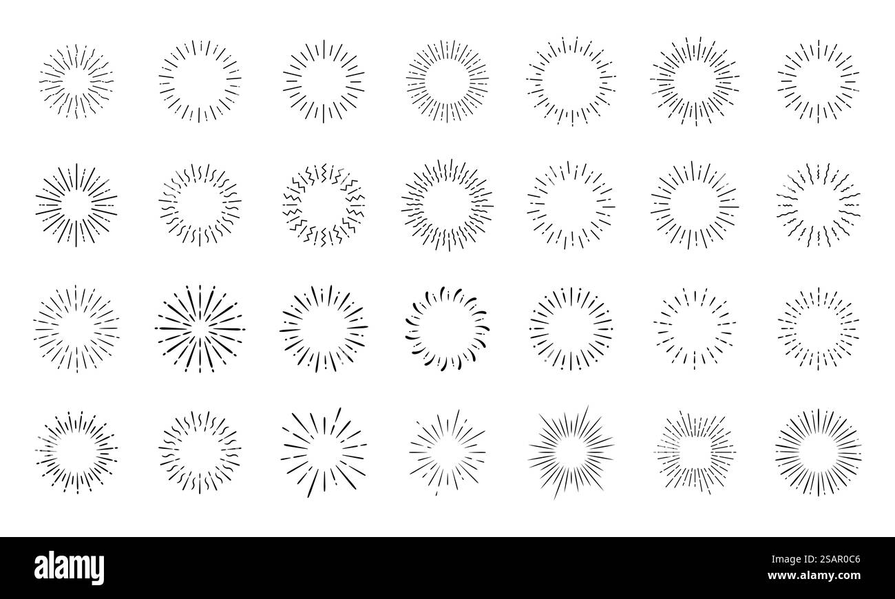 Vintage style sunburst simple lines of diffused light Stock Vector ...