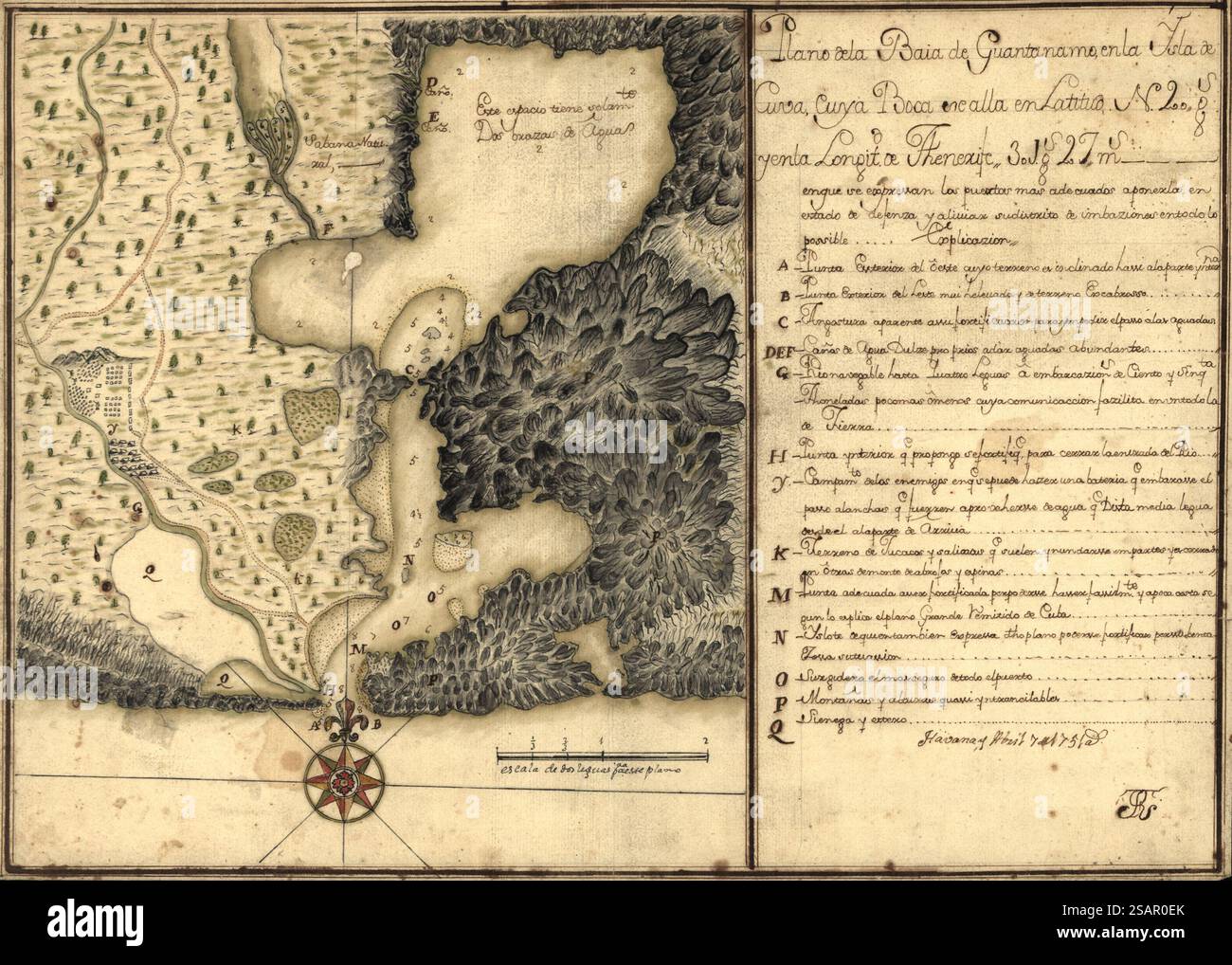 Map of Guantanamo Bay, 1751 Stock Photo - Alamy