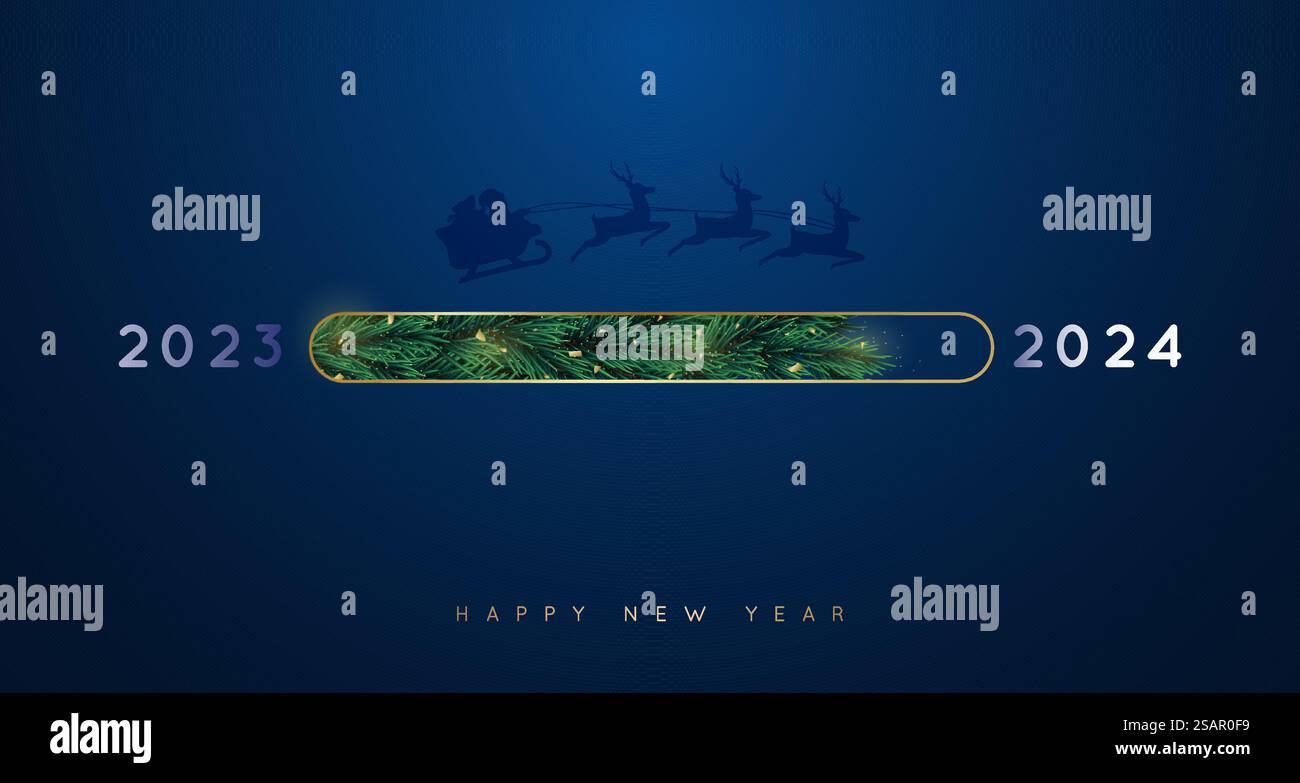New Year golden loading bar. 2024 Year progress. Countdown, download ...