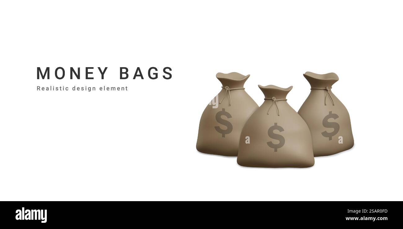 3d realistic money bags. Vector illustration Stock Vector Image & Art ...