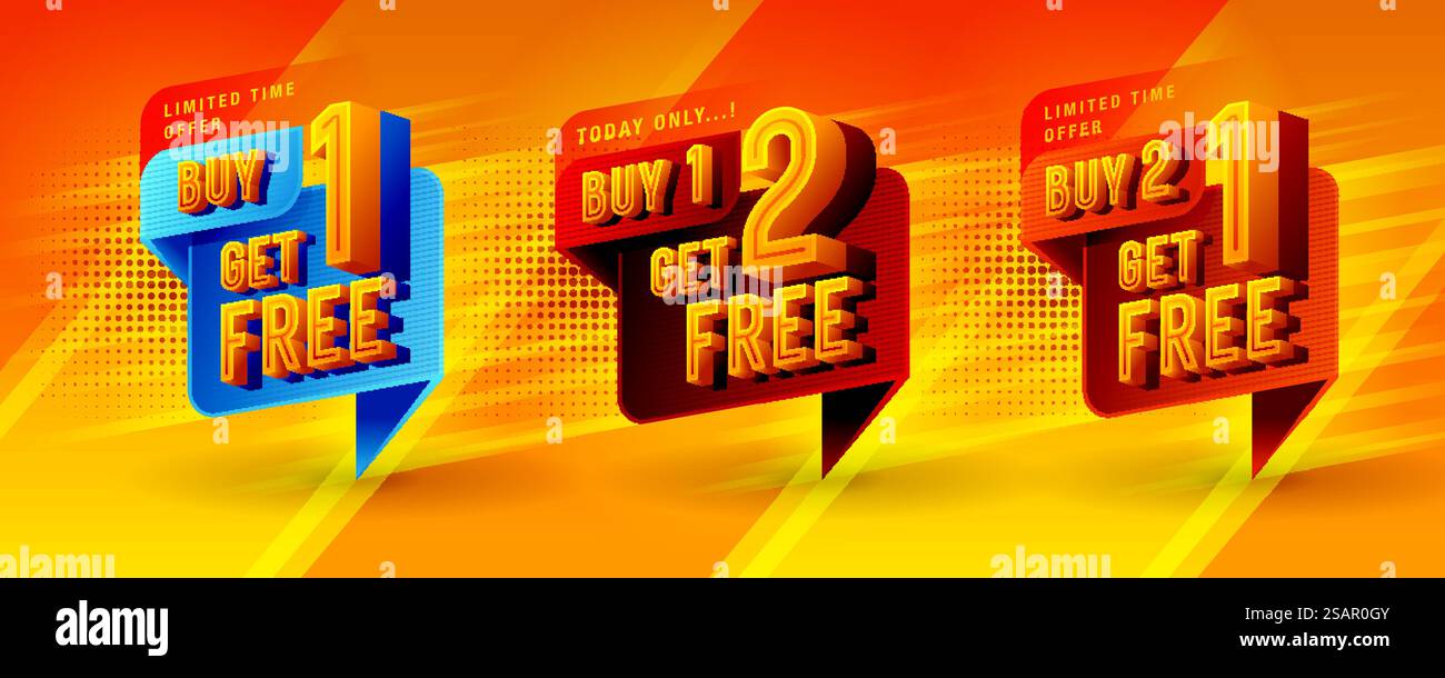 Shop offer buy 2 get 1 free Stock Vector Images - Alamy