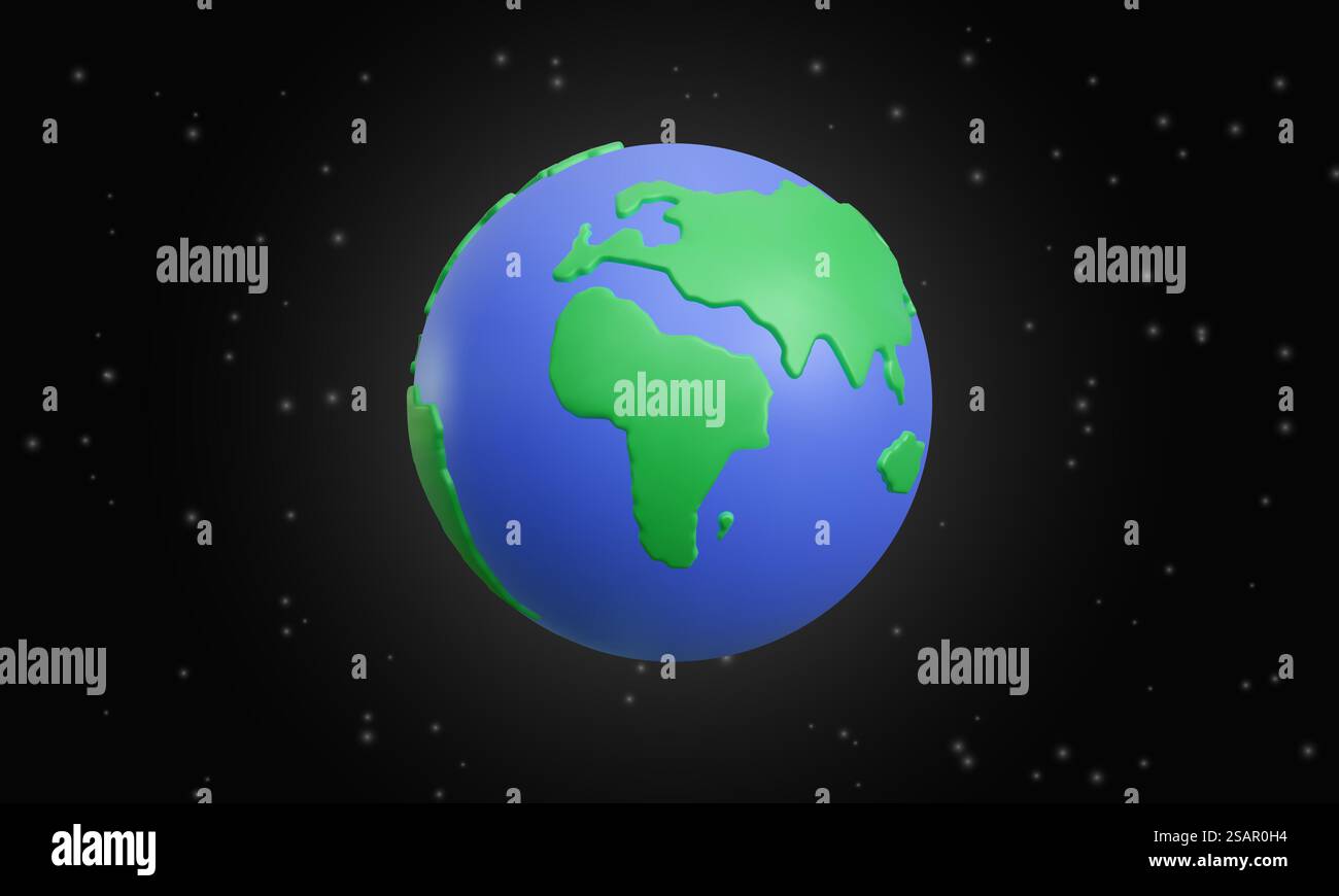 3d realistic planet Earth with simple natural surface texture on starry ...