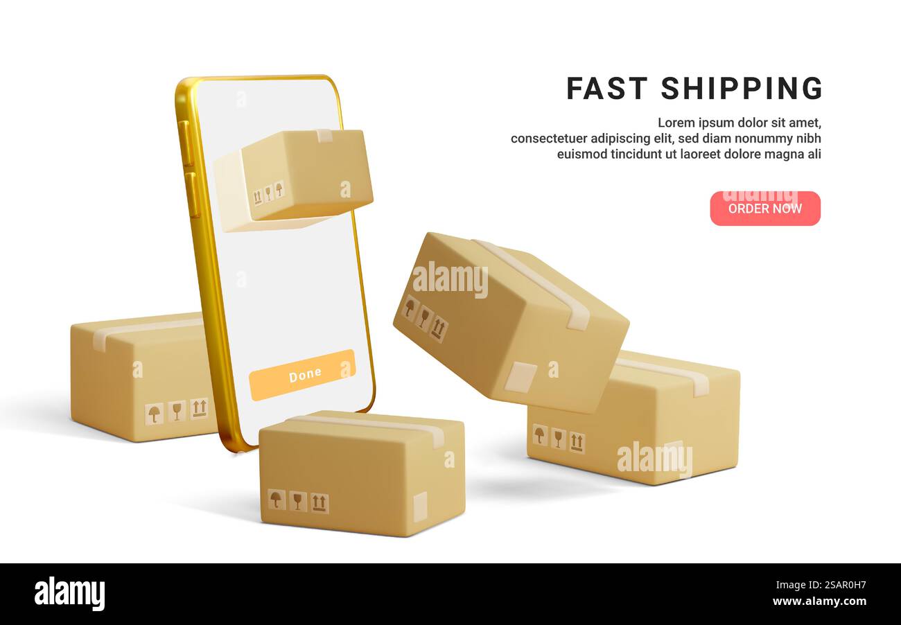 Fast shipping. Concept for fast delivery service. Vector illustration ...