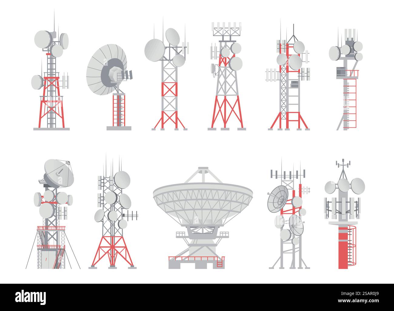 Antenna tower. Aerial wireless cellular transmitter. Telecom and radio signal receiver. Cell ...