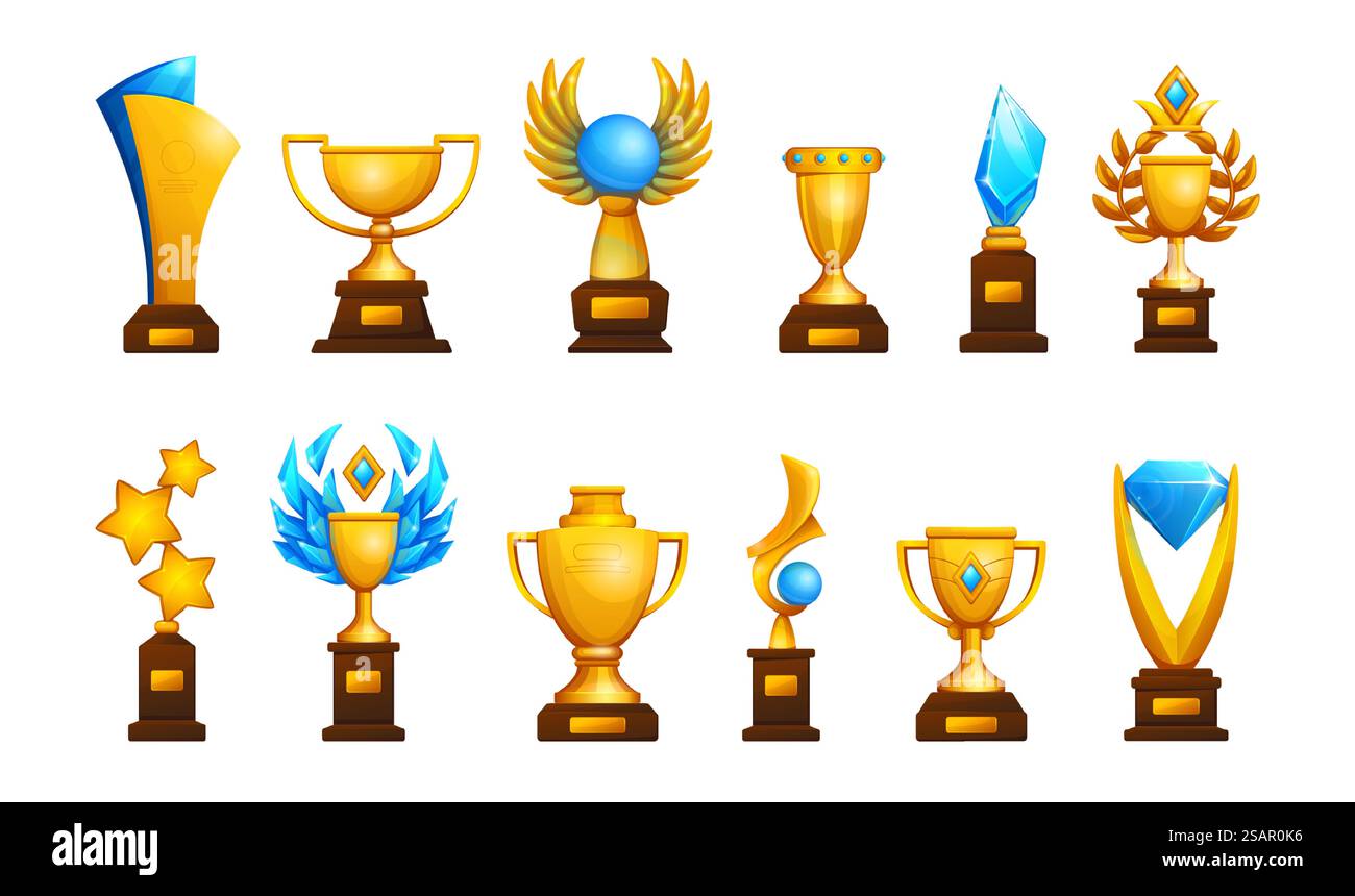 Cartoon trophy cup. Golden winning prize for sport competitions. Gold ...