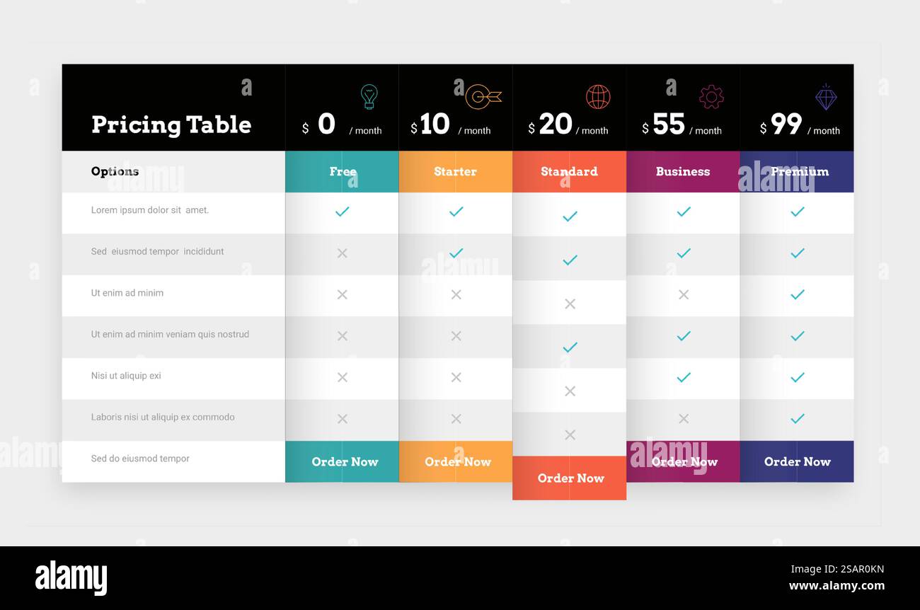 Comparison Table Business Plan Pricing Grid And Chart Template Web Banner Of Comparing Prices
