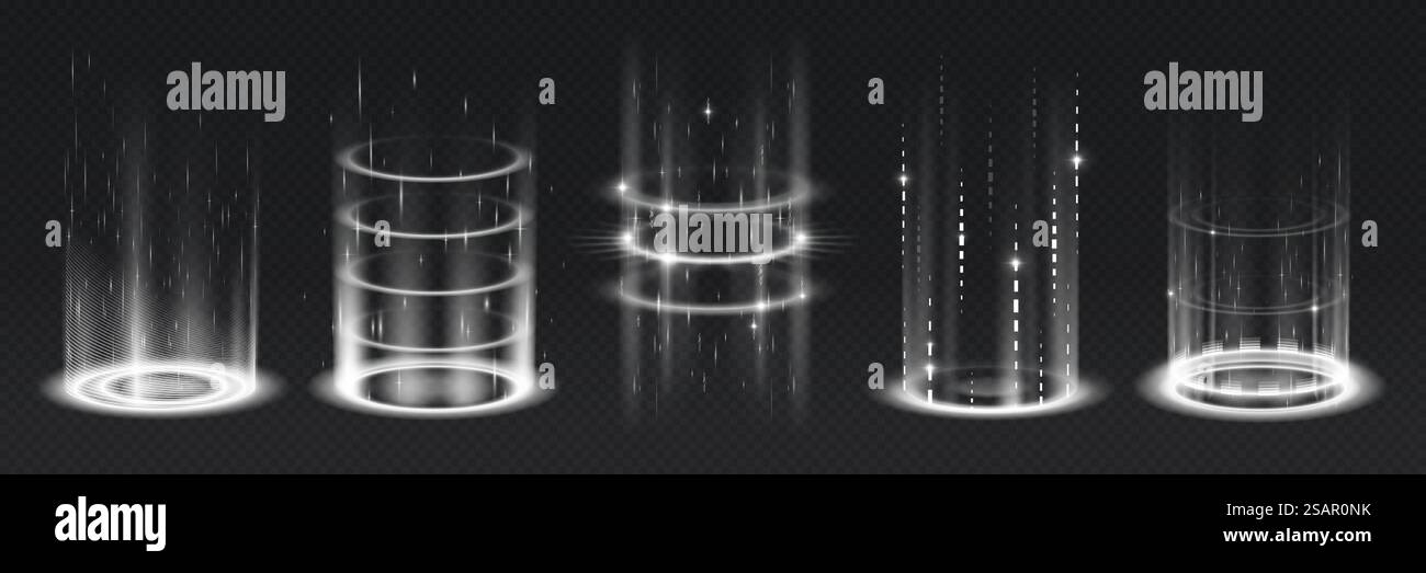 Level up effect. Realistic teleportation portal. Futuristic light aura ...