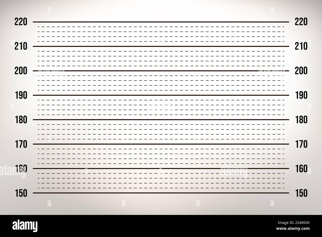 Vector scale from 150 to 220 cm on the wall with light in the middle ...