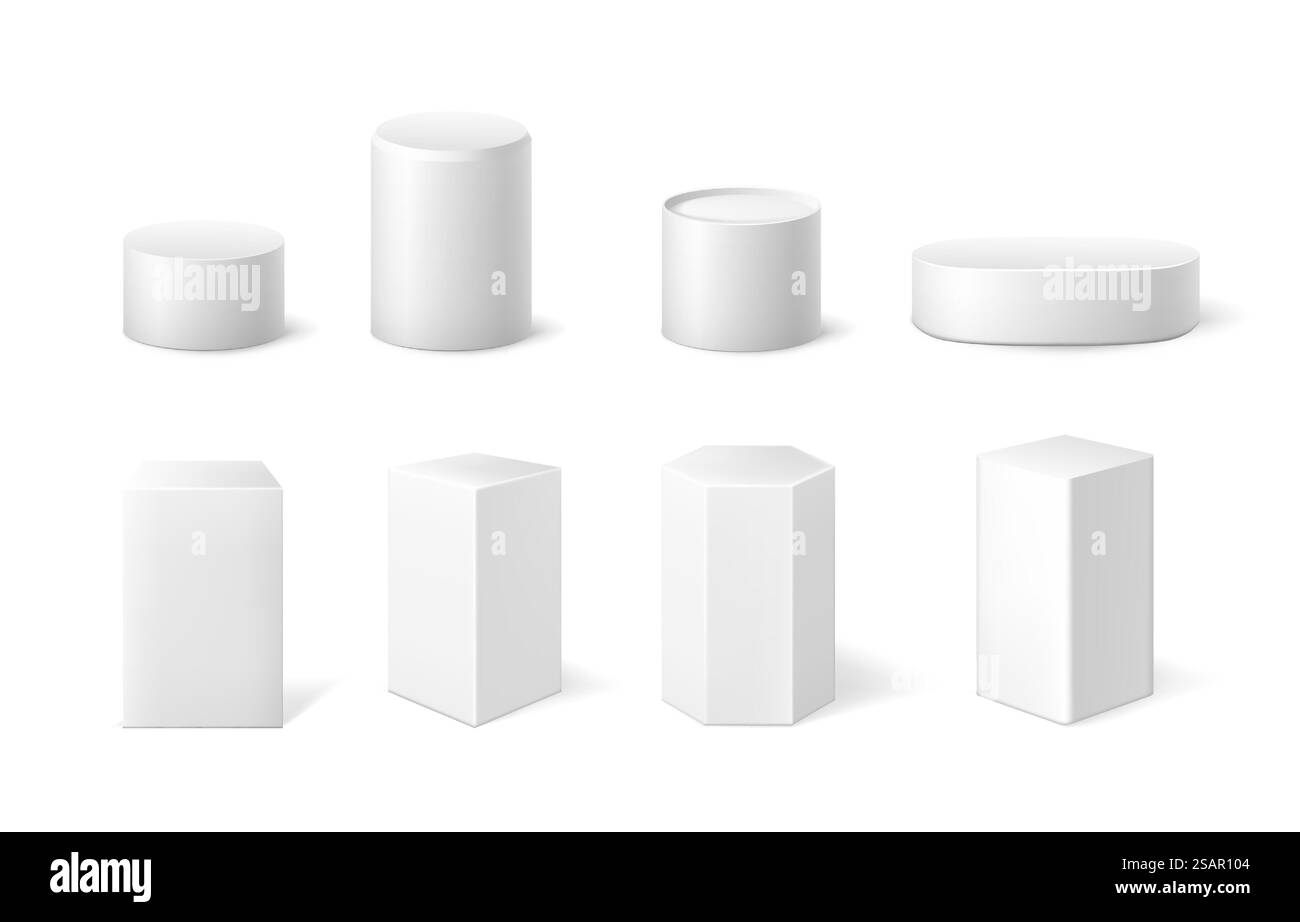 Realistic podium. 3D pillar geometric shapes for product platform ...