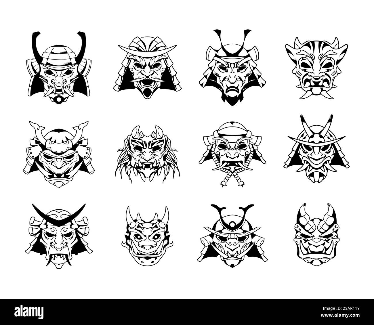 Samurai Warrior Mask Tattoos