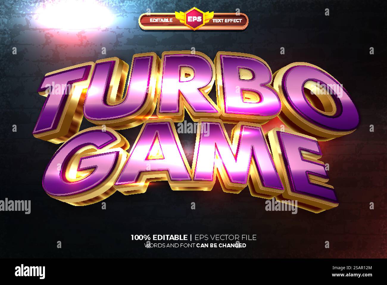 Turbo Modern Retro Game 3D Text Effect game logo template Stock Vector ...