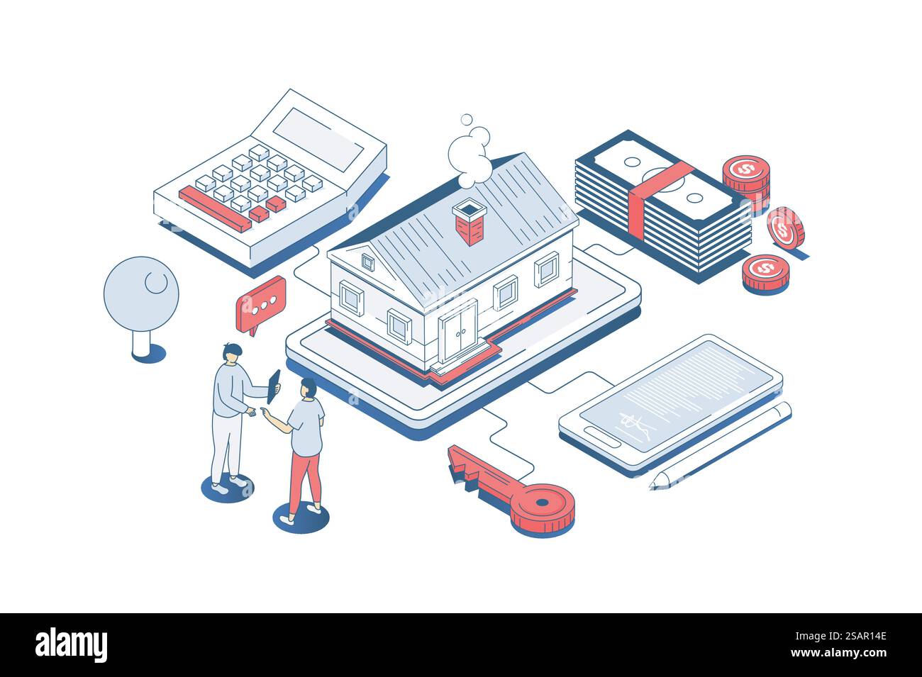 Mortgage investment concept in 3d isometric design. Client buying new ...