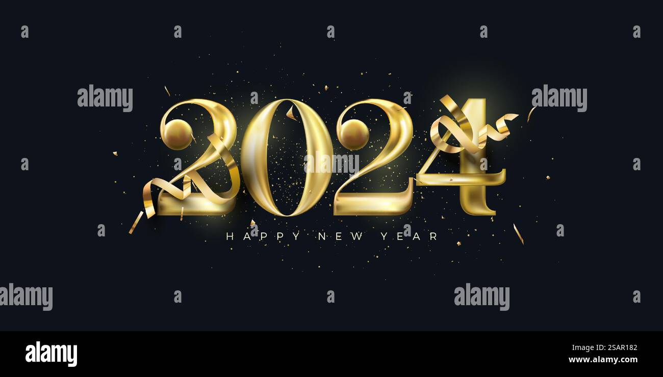 Happy new year design with shiny luxury 3d gold numbers. Premium design ...