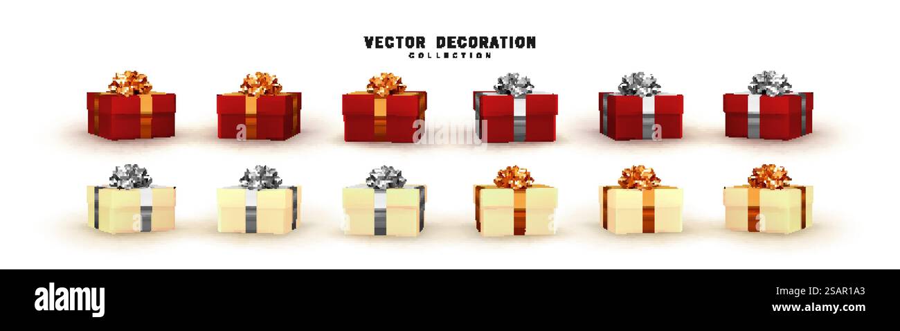 Set of gifts box. Collection realistic gift presents. Surprise boxes ...