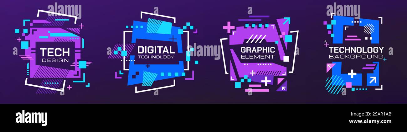 Technology banners shapes abstract geometric information with ...