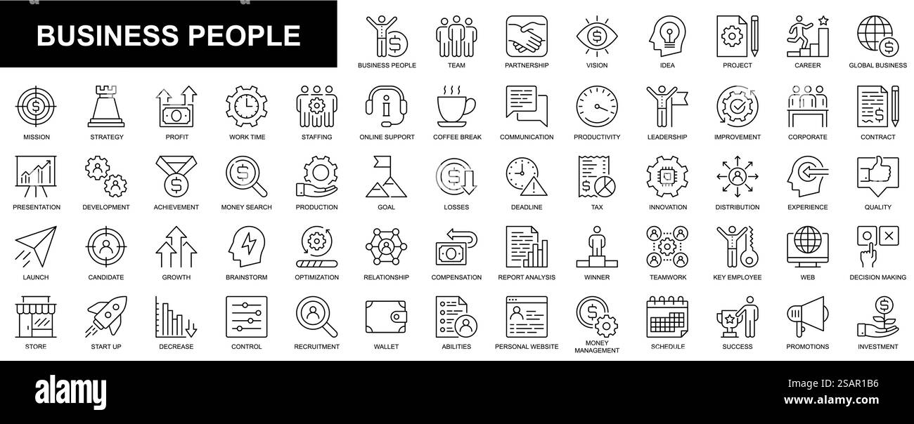 Business people web icons set in thin line design. Pack of team ...