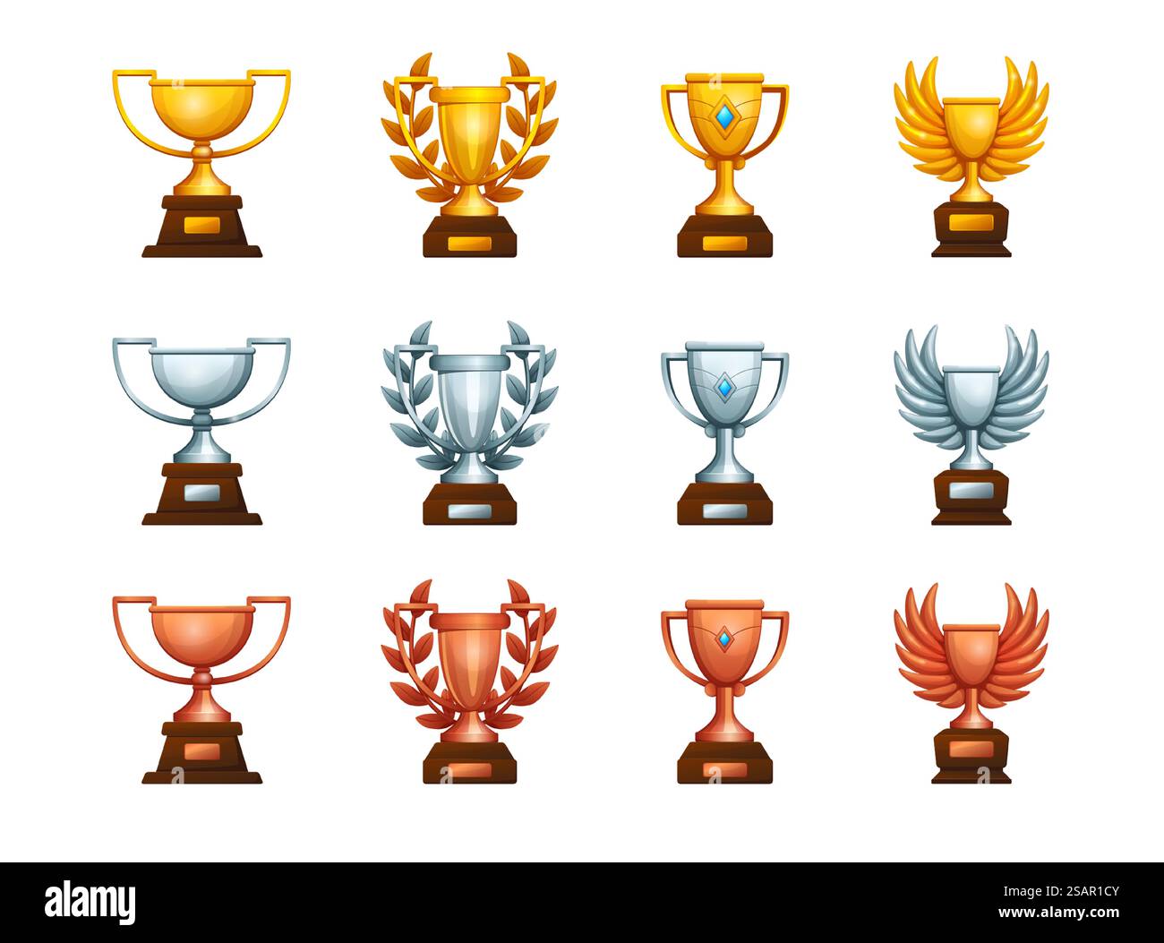 Trophy prize. Golden silver and bronze victory cup. Sport competition ...