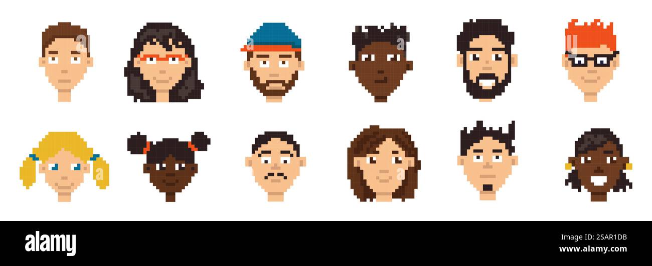 Pixel avatars. Hero character minimalistic game portrait concept ...