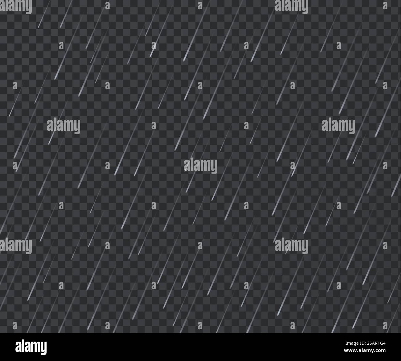 Rain. Realistic rainy texture. Effect of falling water drops on transparent background. Storm ...
