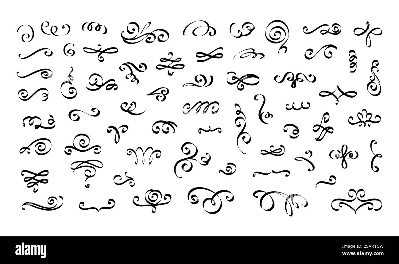 Flourish ornament elements. Calligraphy decorative fancy swirl drawing ...