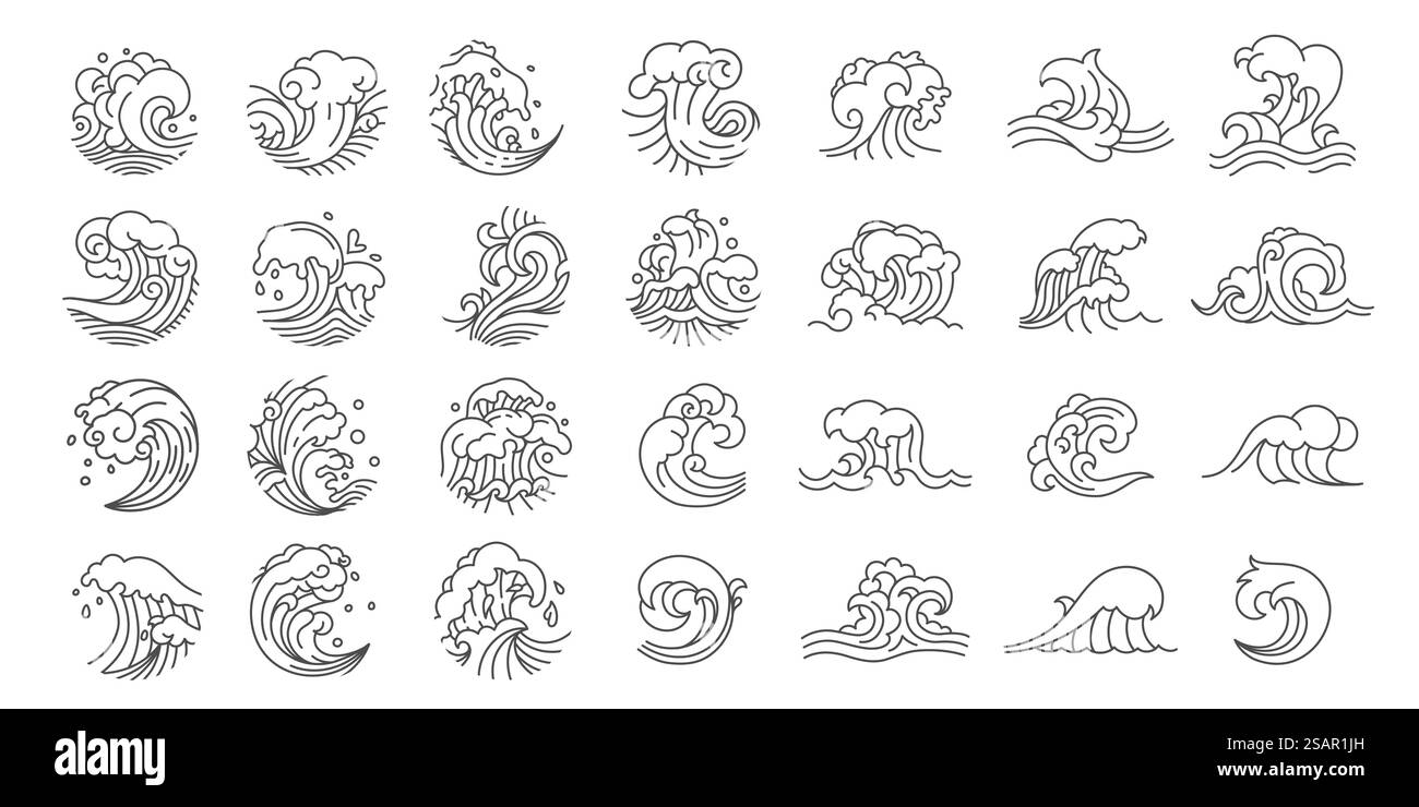 Oriental waves. Chinese indian japanese arabic and american traditional ...