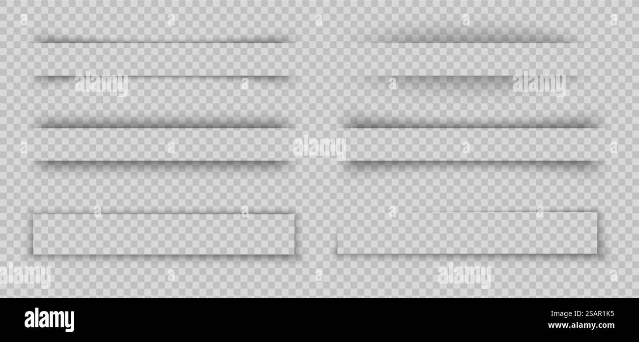 Paper shadow effect. Realistic frame and line with overlay shades. Top ...