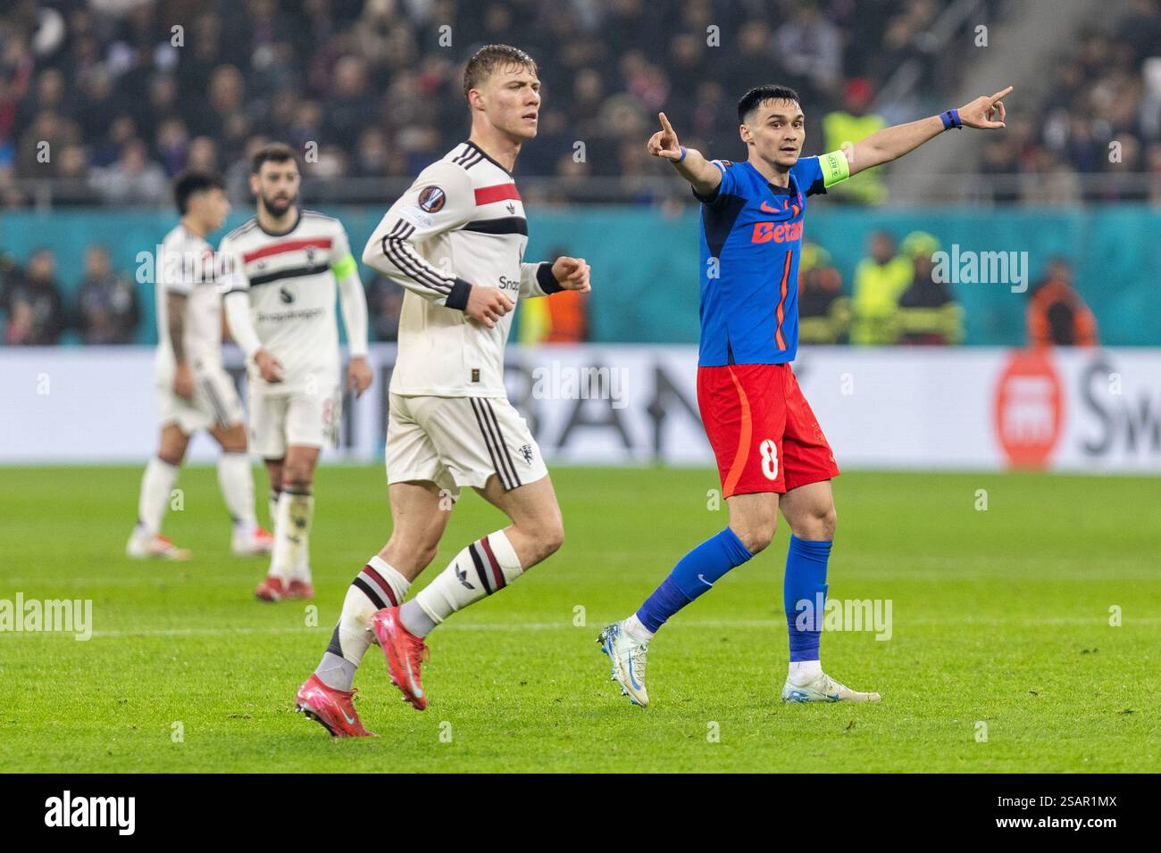 Adrian Sut of FCSB guiding the team during the UEFA Europa League ...