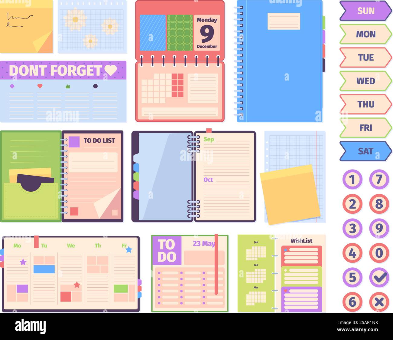 Planners top view. Daily diaries sketchbooks journals for travellers ...