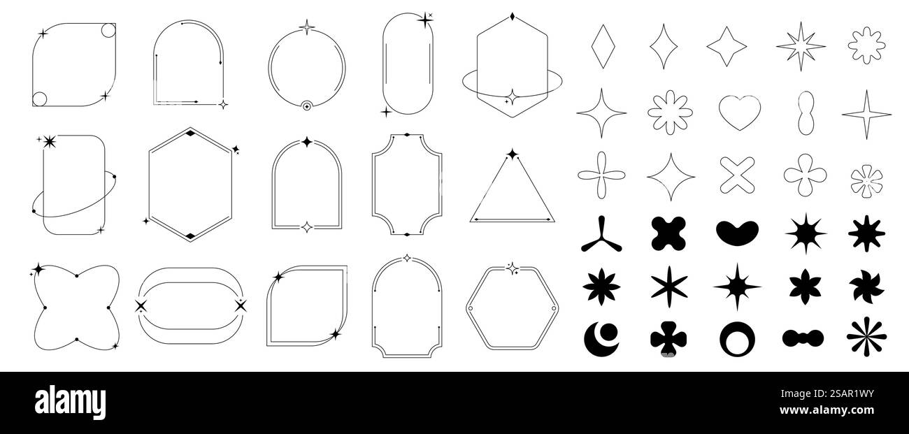 Trendy line geometric shapes. Abstract modern outline forms, minimal ...