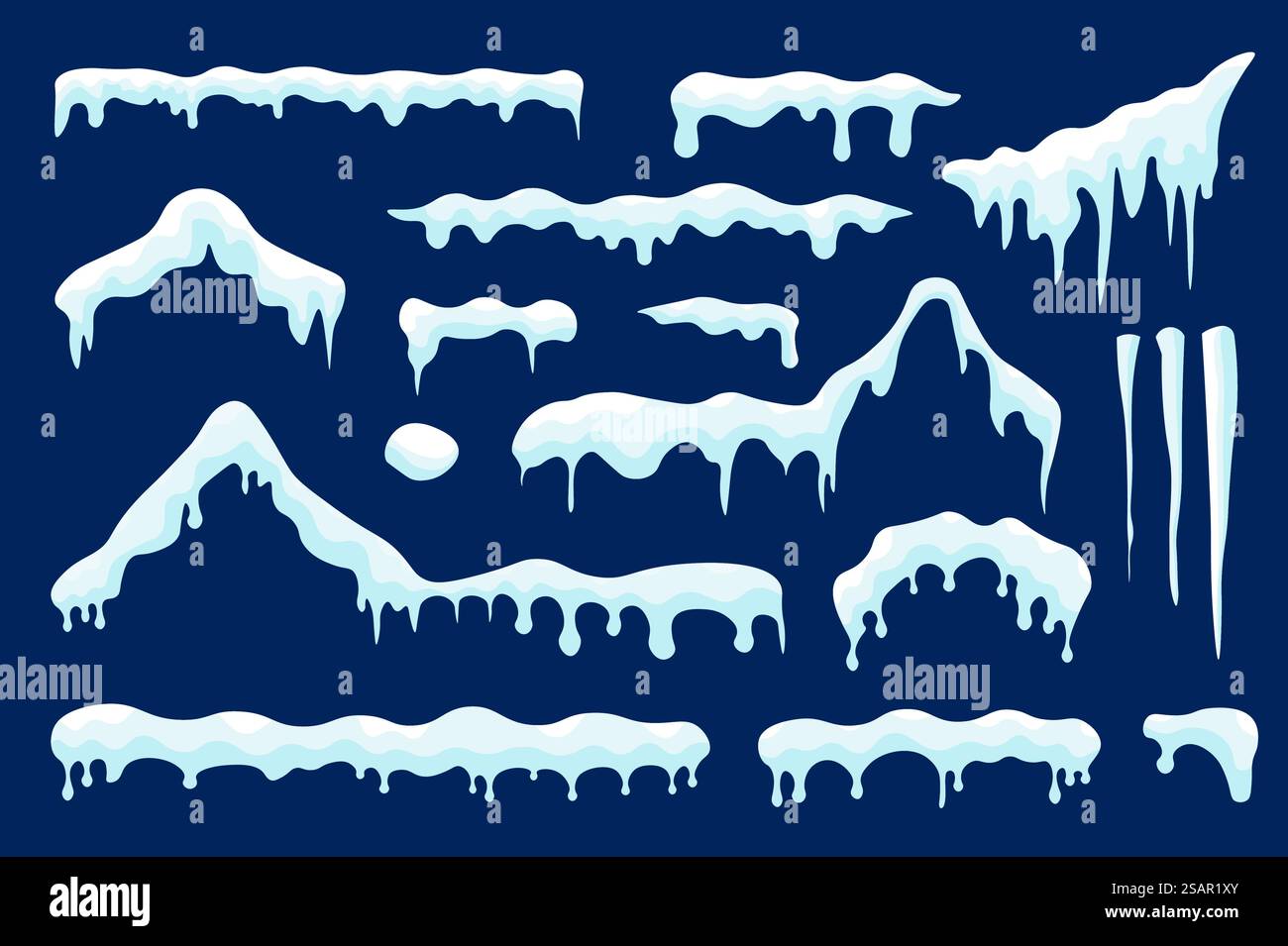 Snow ice caps mega set elements in flat design. Bundle of snowy ice and ...