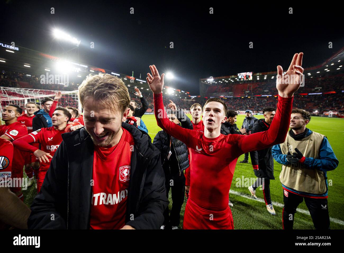 ENSCHEDE - Daan Rots of FC Twente celebrates victory during the UEFA ...