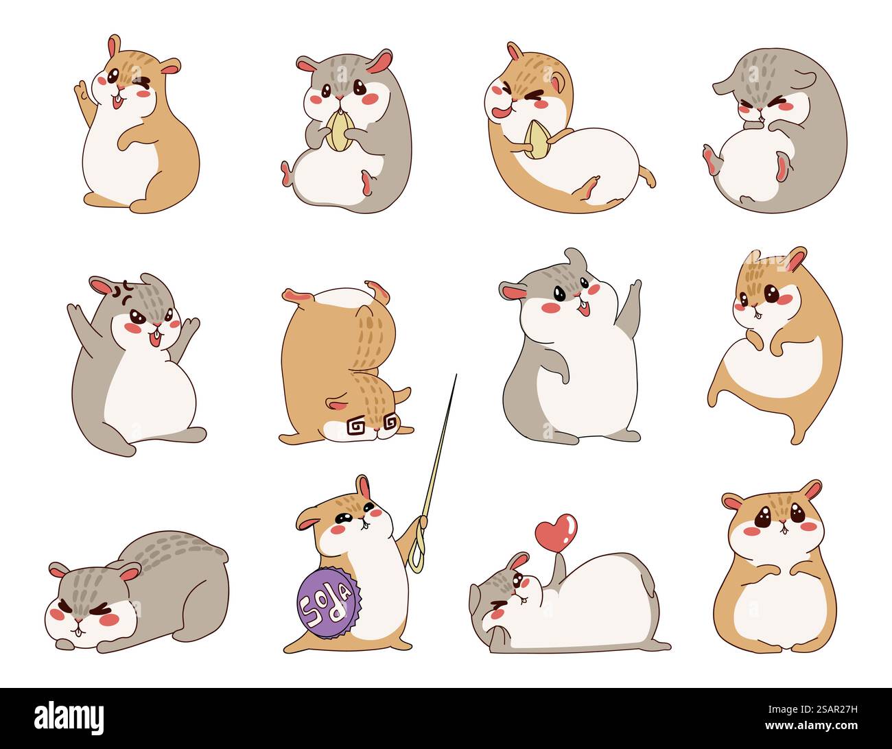 Cute hamster. Cartoon pet character with funny smile face. Mouse ...