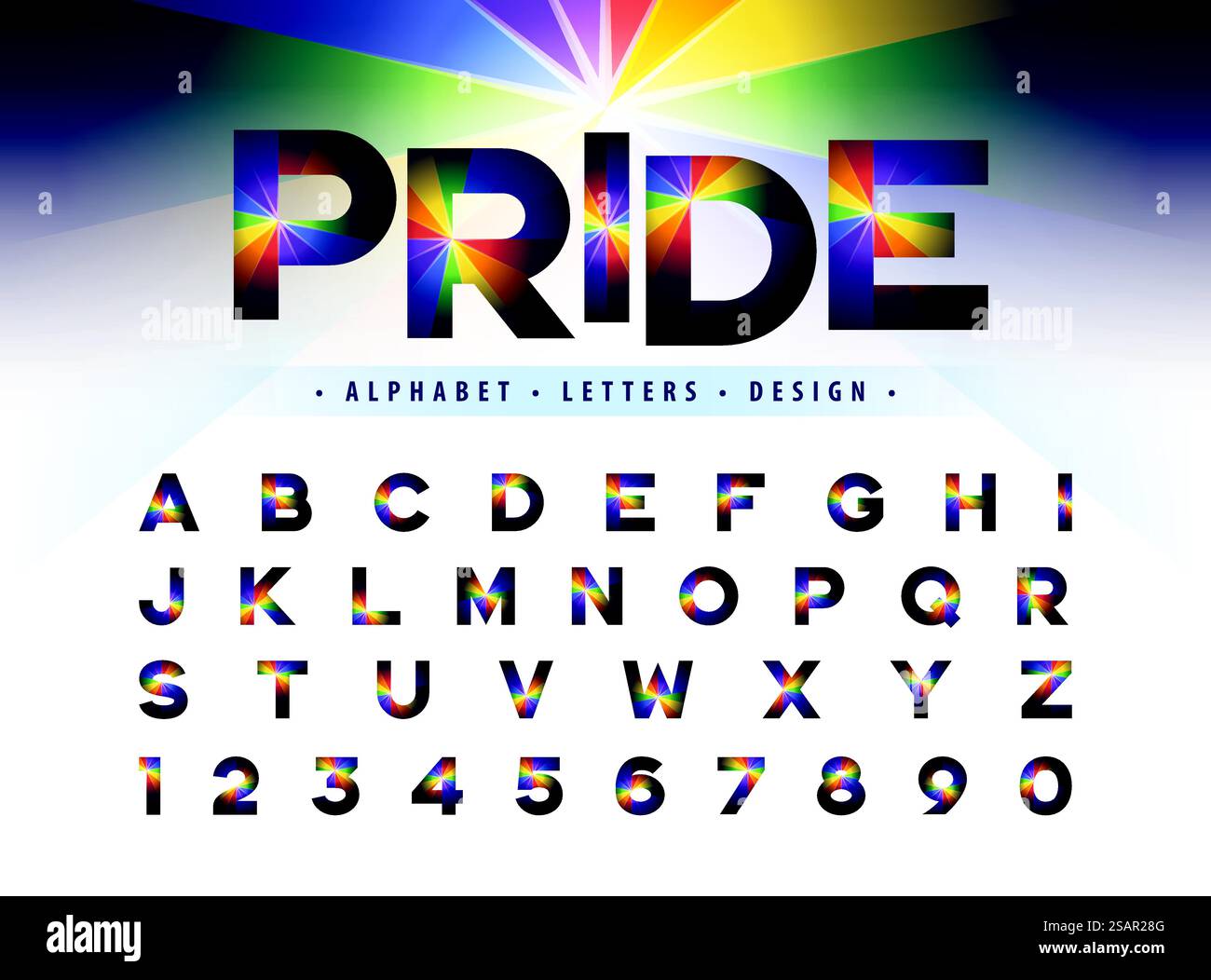Vector of rainbow colors alphabet letters and numbers hi-res stock ...