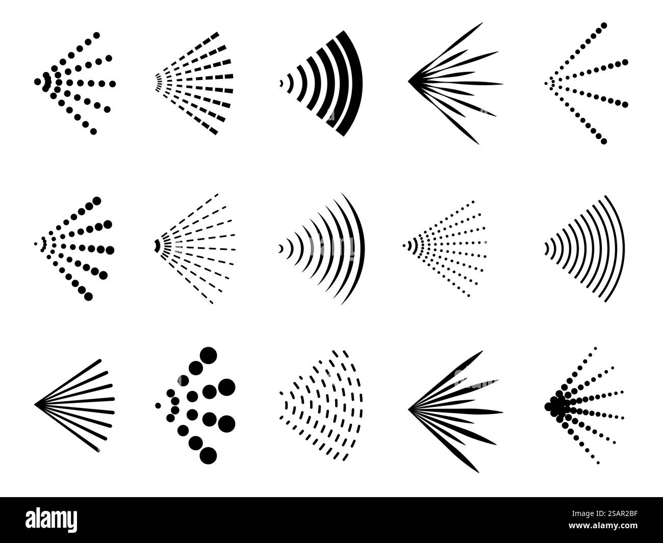 Spray icons. Water aerosol and air spatter, liquid and gas spray icons ...