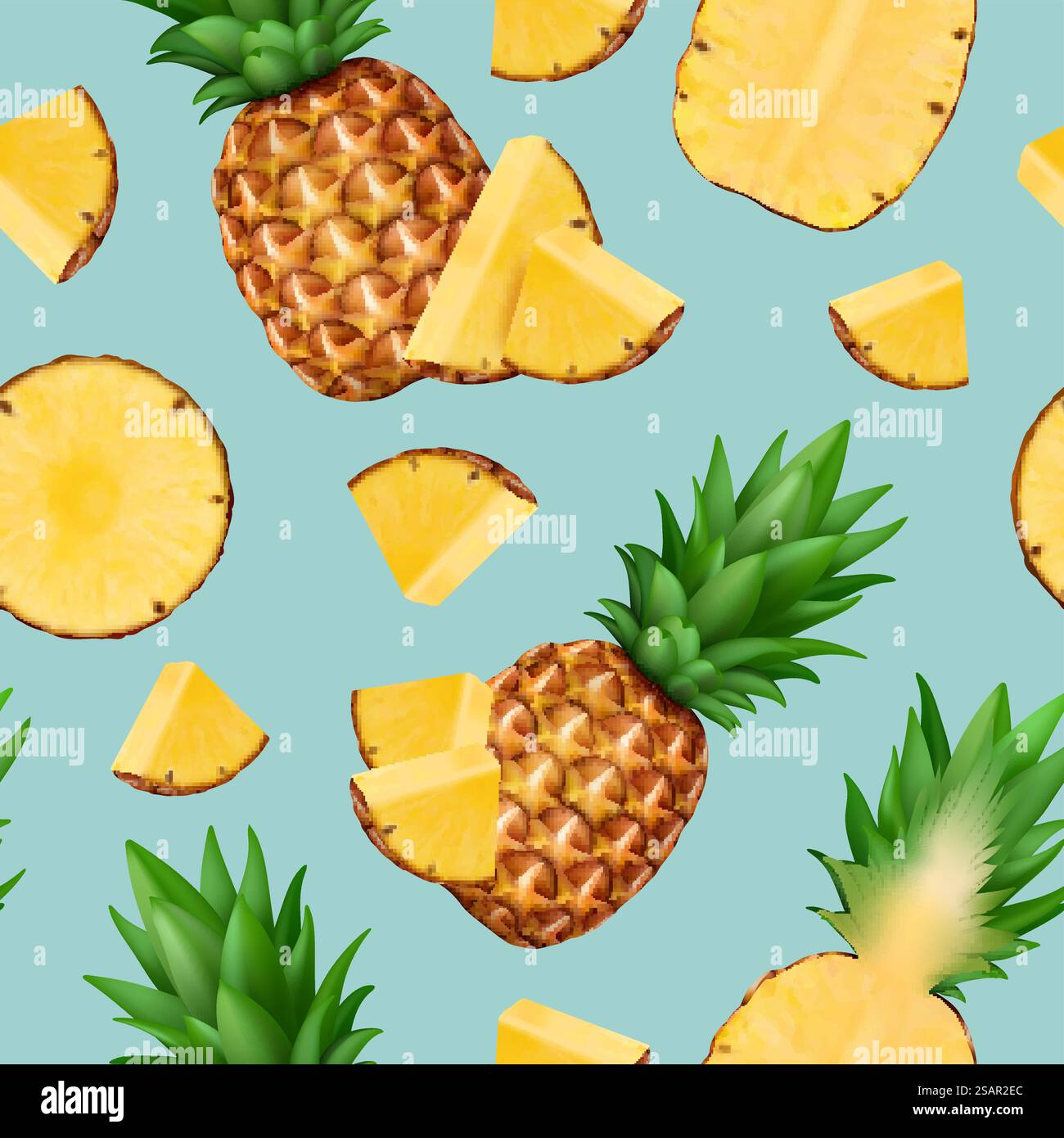 Pineapple pattern. Tropical exotic fruits illustrations for printing textile designs vector ...