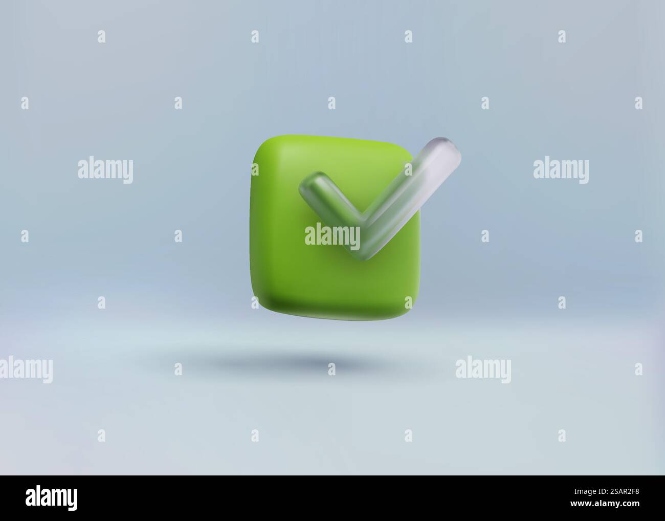 3d check mark icon. Approvement concept. Cartoon render style vector ...