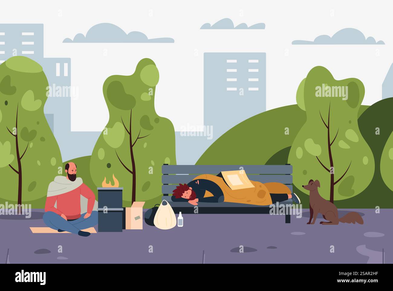 Charity for homeless. Cartoon humanitarian help and support for poor ...