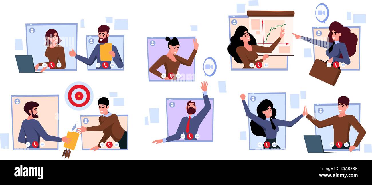 Online cooperation. Team remote dialogue people talking connection ...