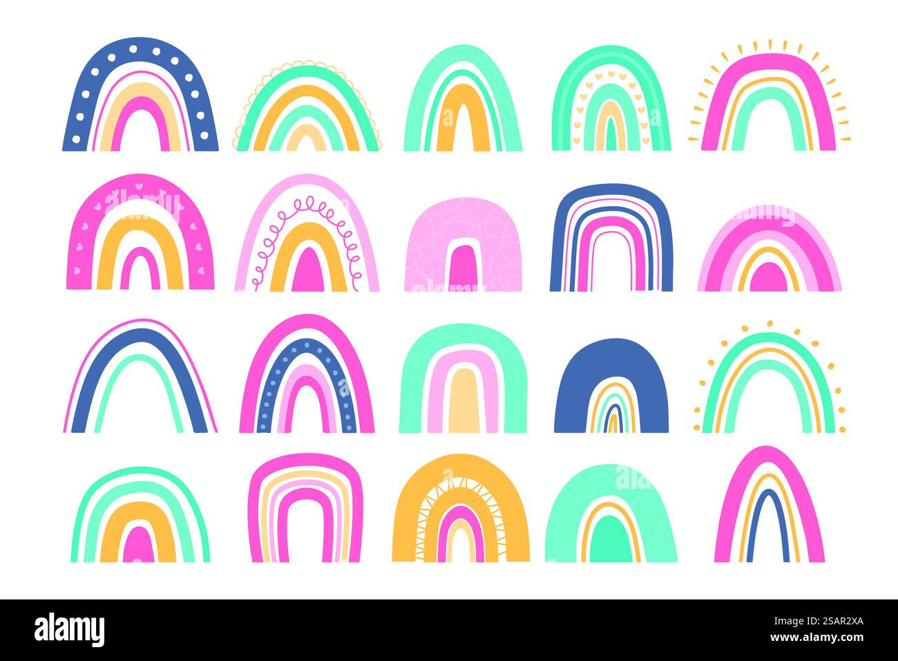 Childish rainbow. Cute naive kids comic fantasy elements, 2D game ...