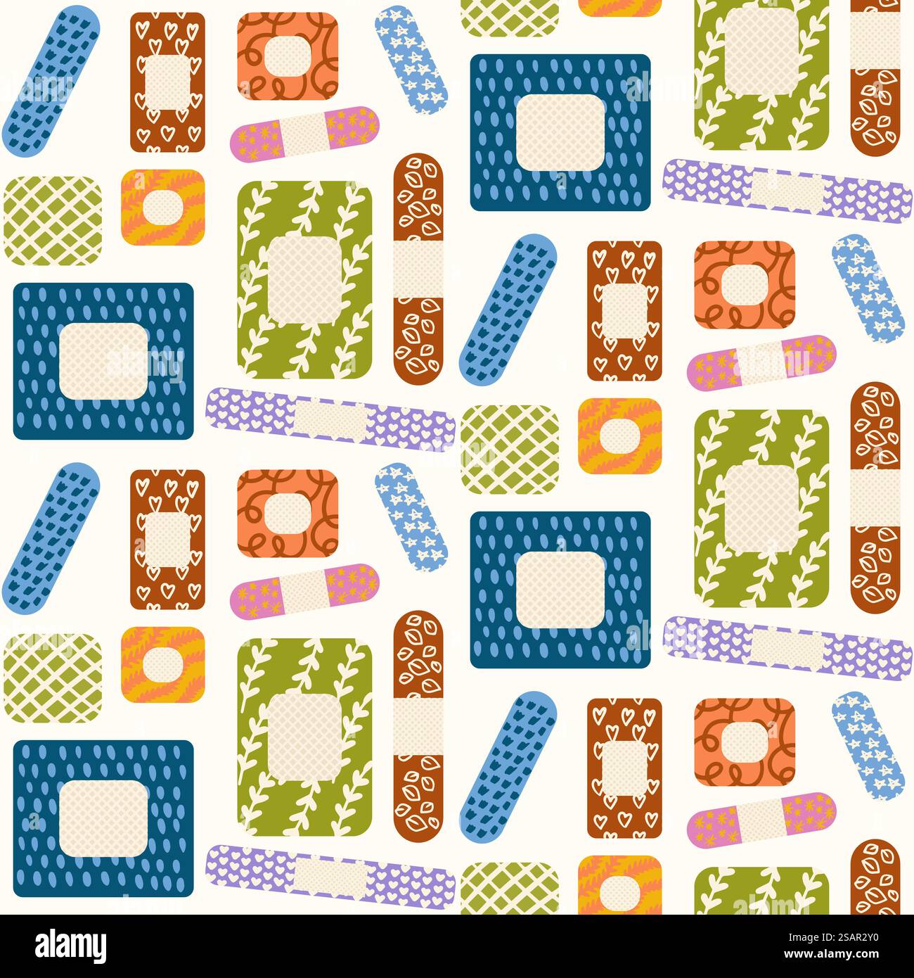 Adhesive bandage pattern. Seamless print of medical tape for emergency ...