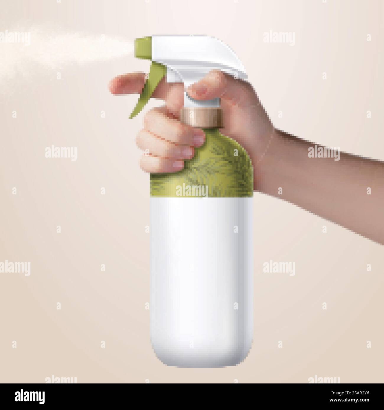 Realistic hand holding grass green trigger spray bottle hi-res stock ...